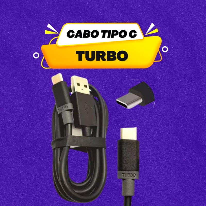 Cabo Tipo C Turbo 1 Metro Carregamento e Dados | Shopee Brasil