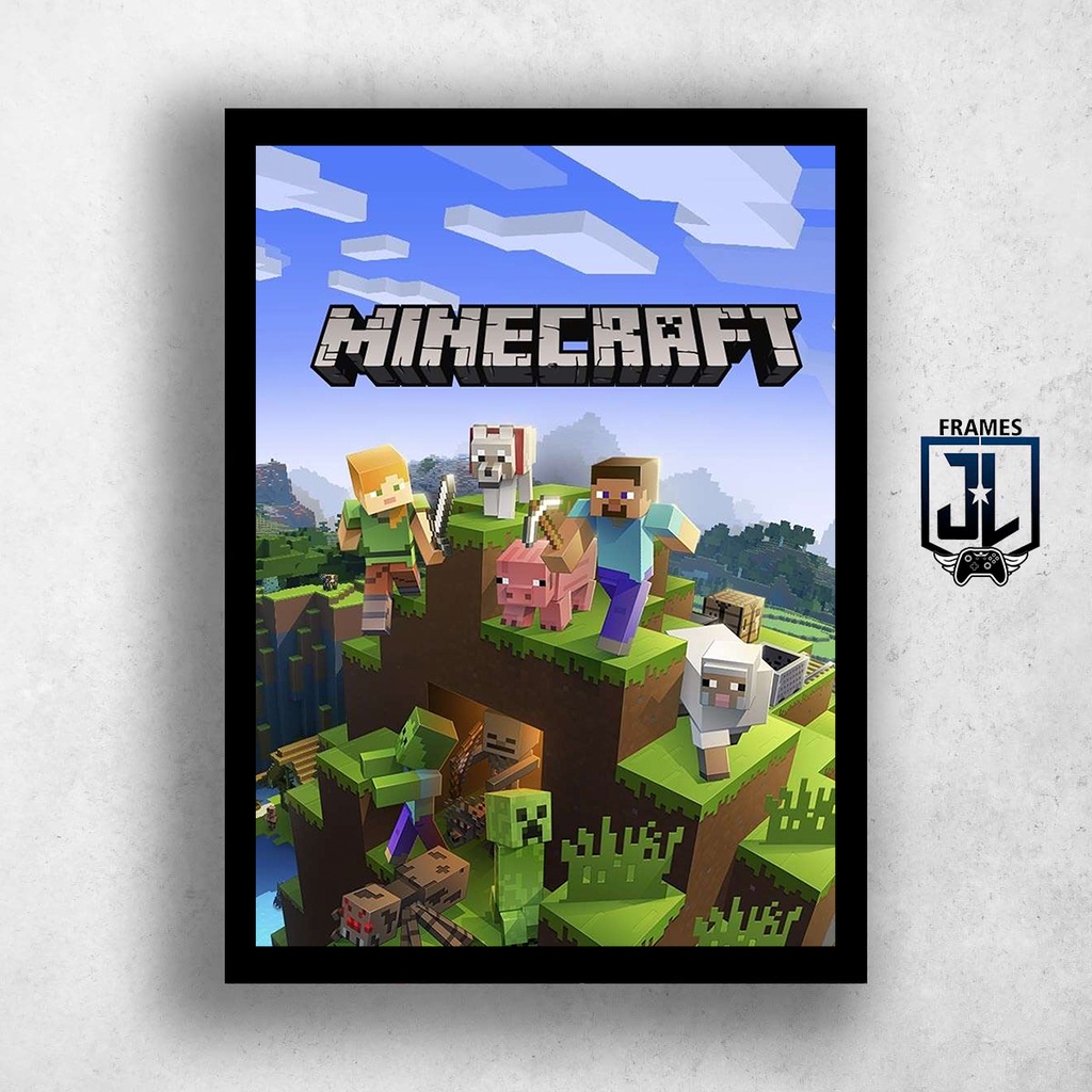 Quadros Decorativos Game Minecraft - TAM A3 A4 - Moldura de Madeira com ...