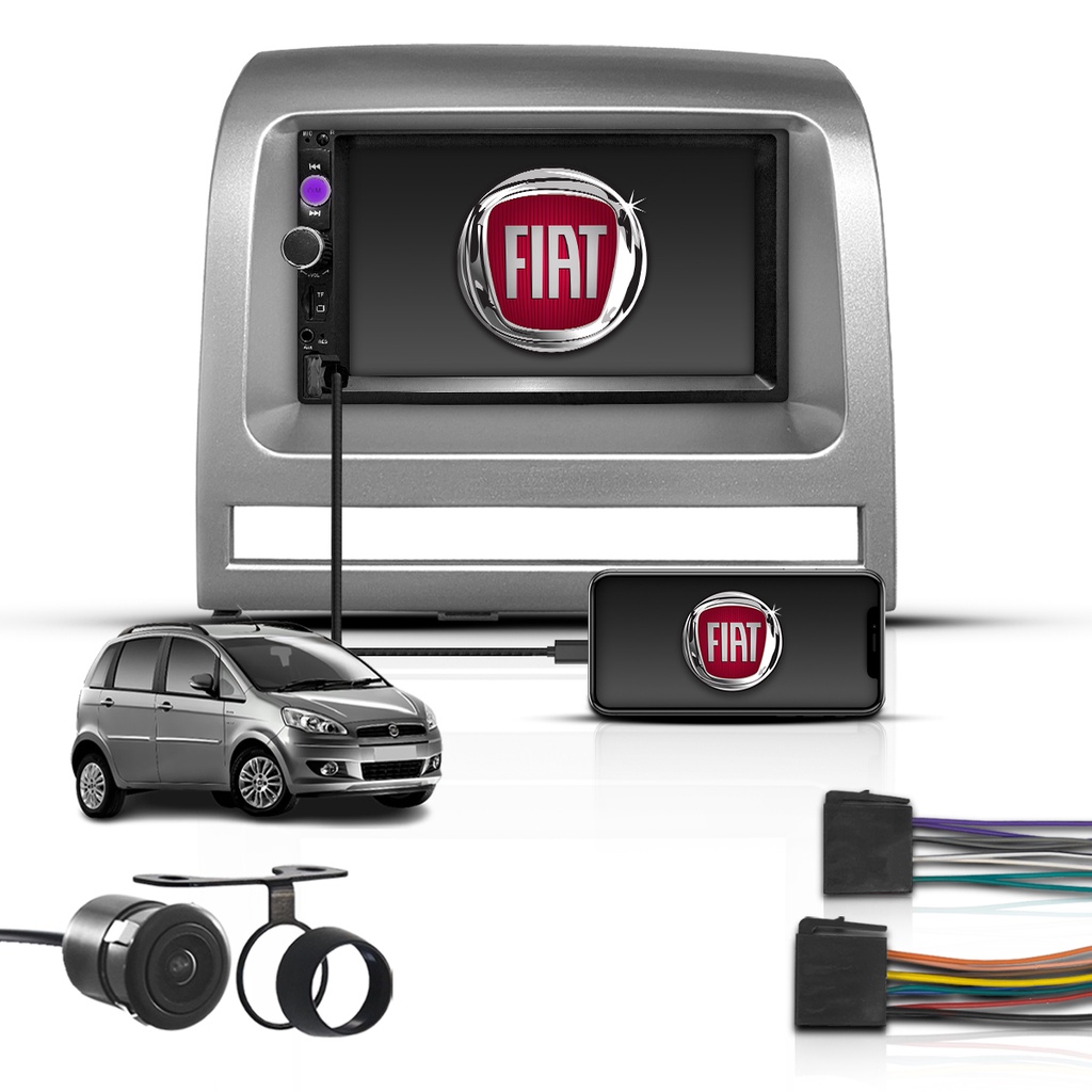 Kit Central Multimídia Mp5 2 Din 7" Bt Espelha Universal Fiat Idea | Shopee Brasil