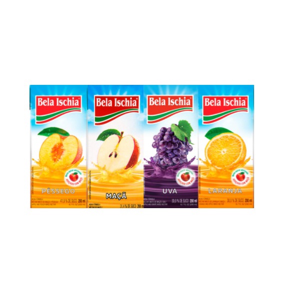 Caixa de Suco Bela Ischia 200ml - Diversos Sabores - 10 UNIDADES ...