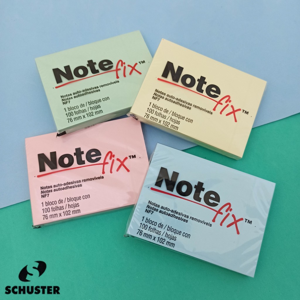 Bloco Adesivo Colorido 76 mm x 102 mm 100 Folhas - Note Fix | Notas ...