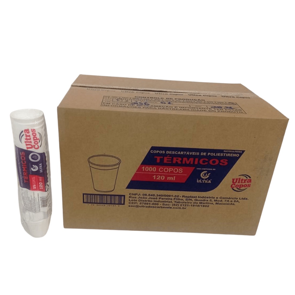 Copo térmico de isopor 120ml com 1000 descartável bebida quente e fria ...