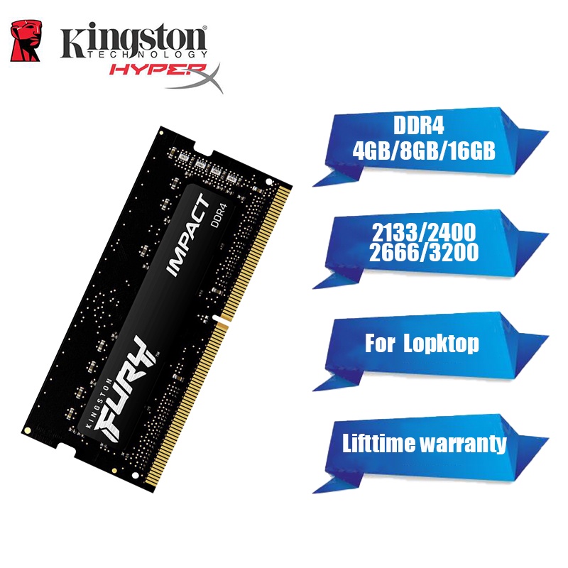 Kingston Novo Hyperx Fury 16GB Memória RAM DDR4 SODIMM 2133/2400/266/3200MHz 260Pin 1.2V PC4 ...