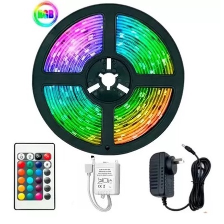 Fita Led 5050 Rgb 5 Metros 5m Ultra Dagua Controle + Fonte | Shopee Brasil