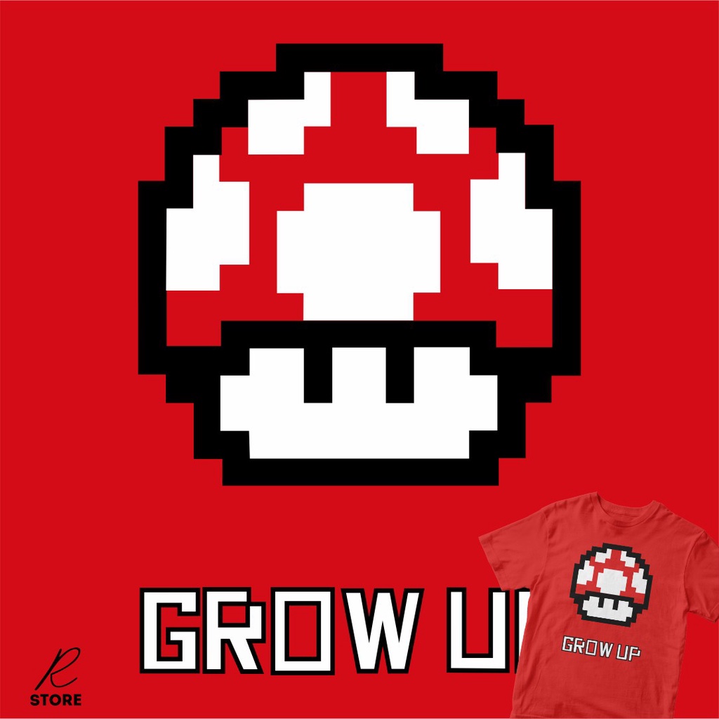 Camiseta Super Mario - Mod 02 - Grow Up | Shopee Brasil