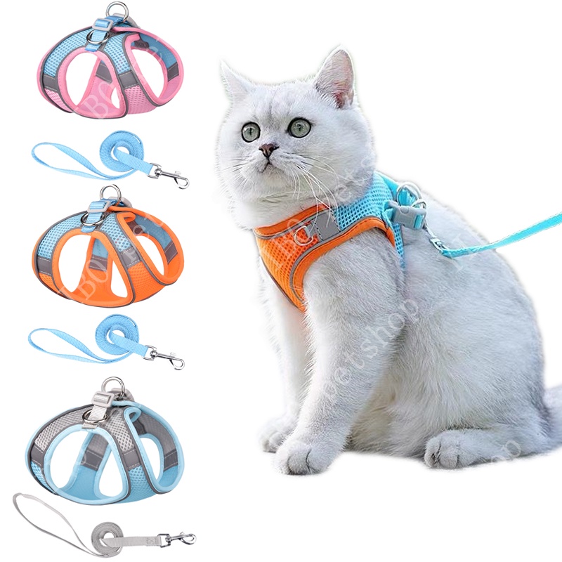 Arnês Do Gato Colete Com Trela Reflexiva Nylon Dog Pet Harness Coleiras ...