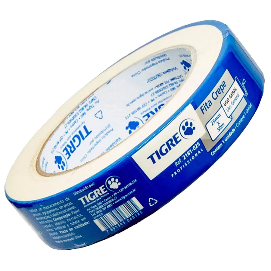 Fita Crepe Profissional 25mmX50m - Tigre | Shopee Brasil