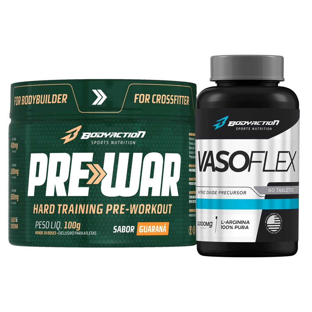 Pre-war Pré Treino 2000mg B Alanina Tirosina + Vasoflex Bodyaction | Shopee Brasil