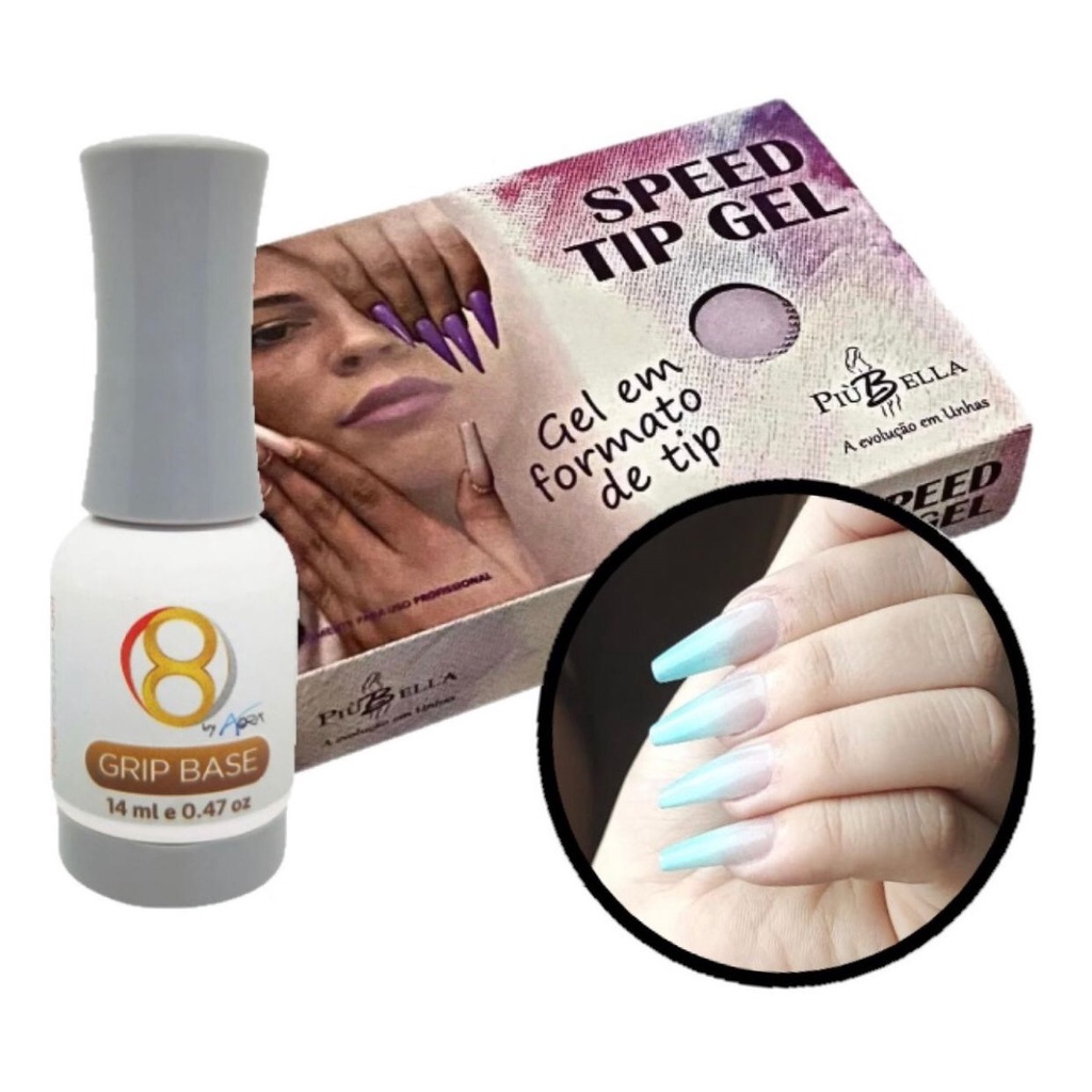 Kit Speed Tip Gel ( Gel em formato de Tip) + Grip Base 14ml - Balerina ...