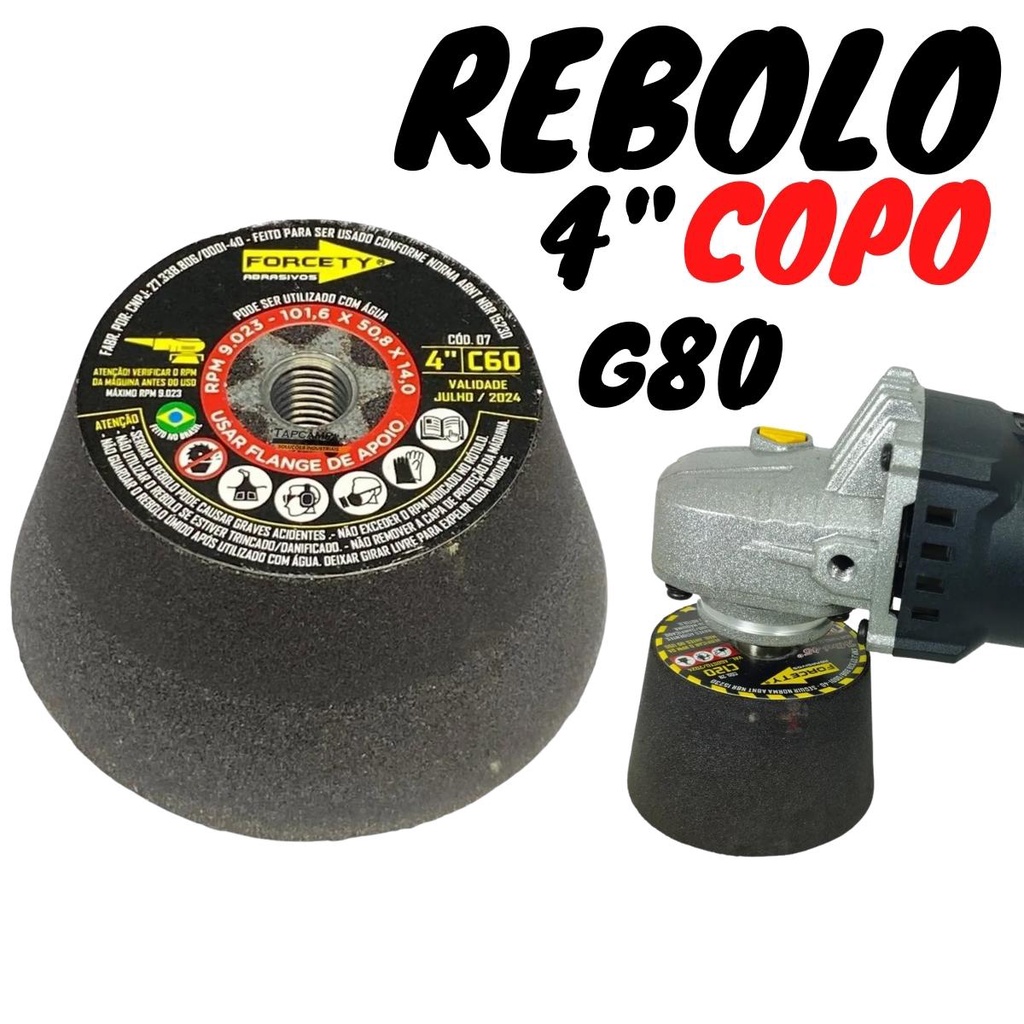 Rebolo Copo Cônico 4'' G80 - Forcety | Shopee Brasil