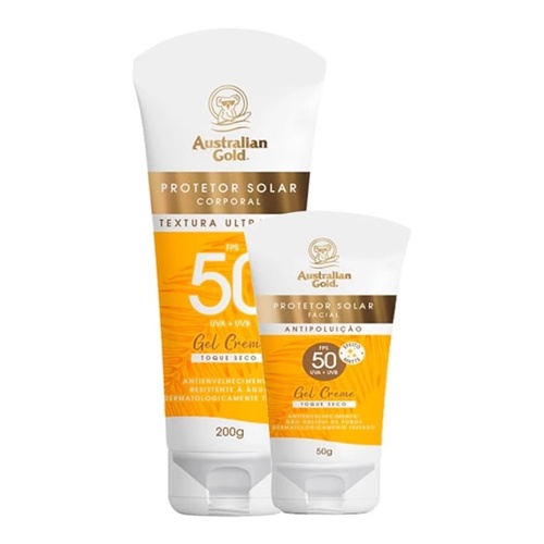 Kit Australian Gold Protetor Solar Facial fps50 50g + Corporal fps50 ...