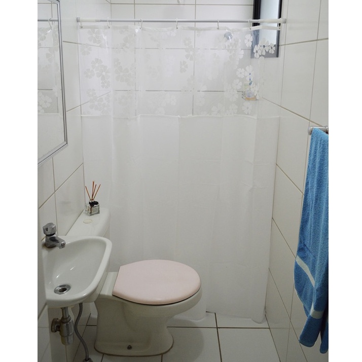 Cortina para Box Banheiro PVC com Visor e ganchos | Shopee Brasil