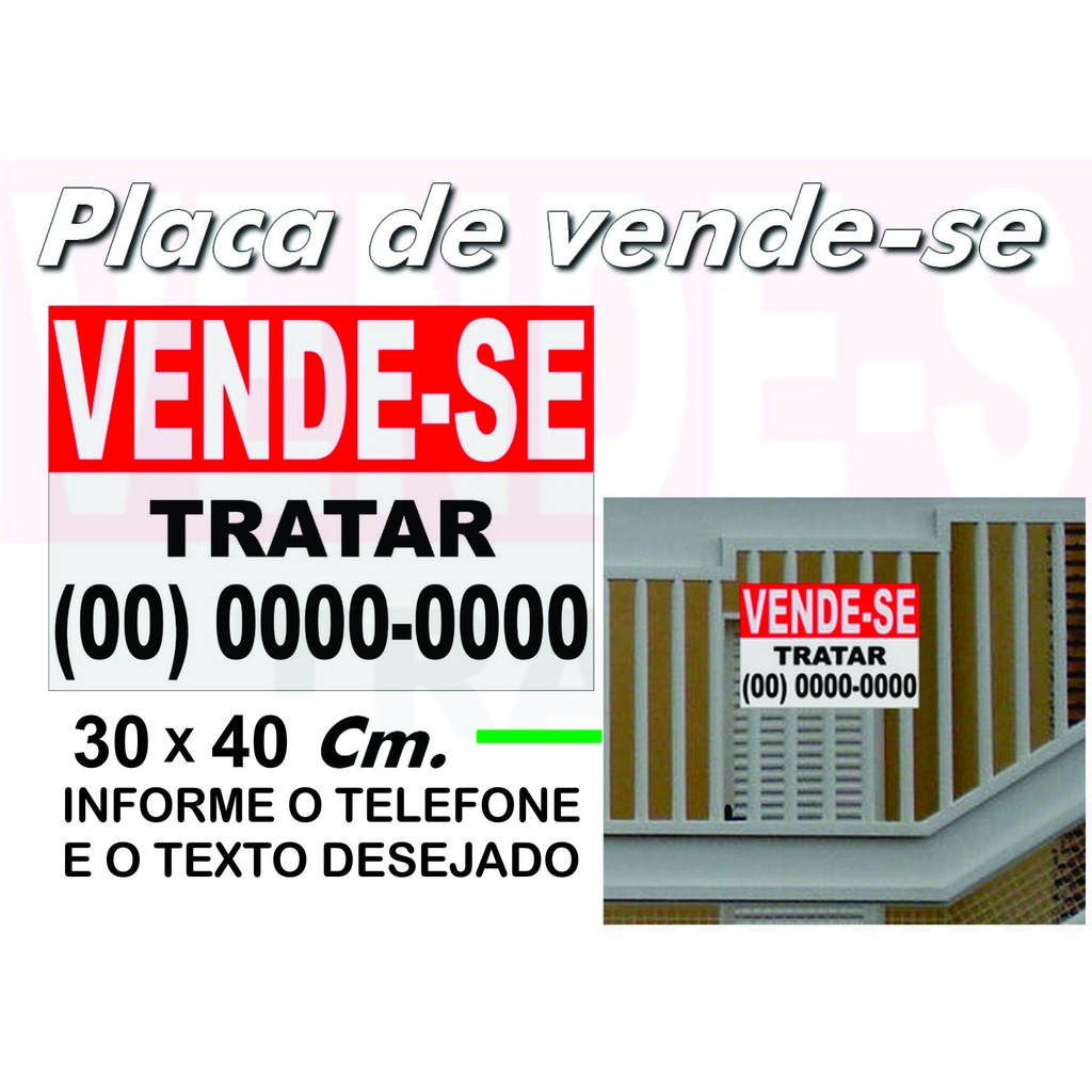 Placas de vende-se ou aluga-se( 30x 40cm) PVC 2mm | Shopee Brasil