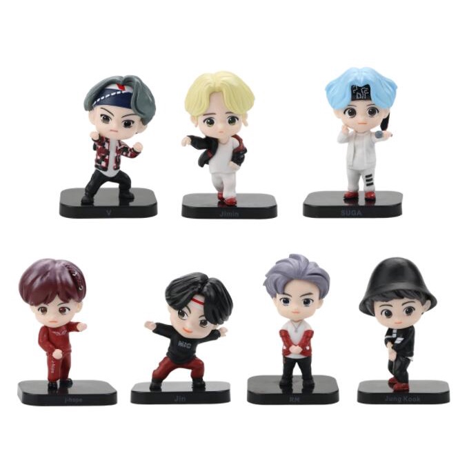 7pcs/Conjunto bts bt21 tinytan mini Figura bangtan Meninos Grupos anime ...