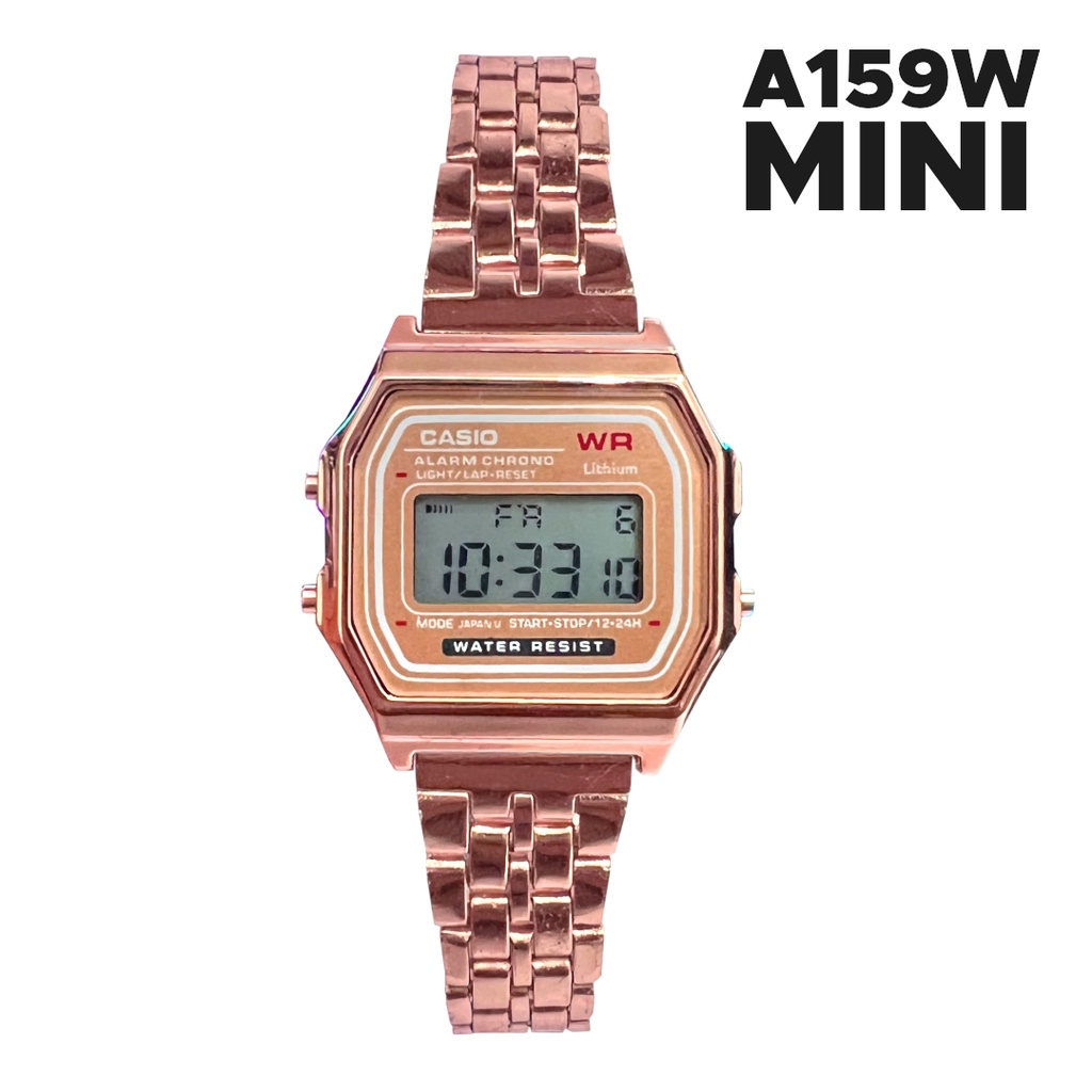 Relógio Vintage de pulso Estilo Casio Retrô MINI a159 Digital Led Eletrônico Unissex Rose ...