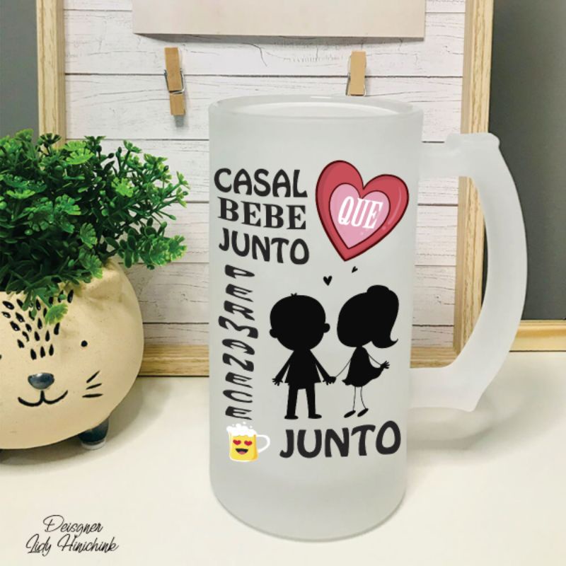 Caneca De Chopp Cerveja Jateada Casal que Bebe Junto Permanece Juntos | Shopee Brasil