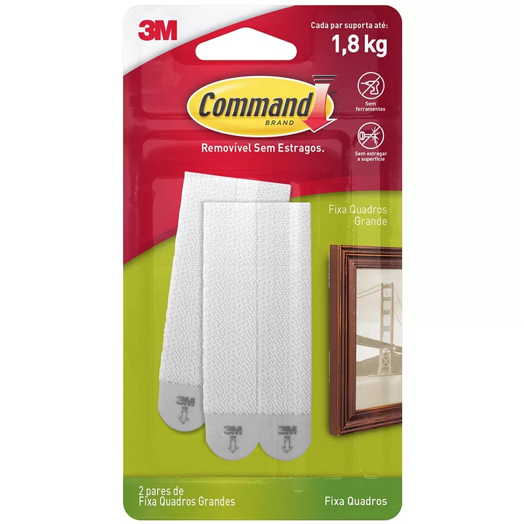 Fecho Adesivo Grande Fixa Quadro Parede 1,8 Kg 2 Un Command Brand 3M ...