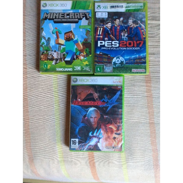 Minecraft,pes 2017 e devil mau cry 4 para Xbox 360 (mídia fica ...