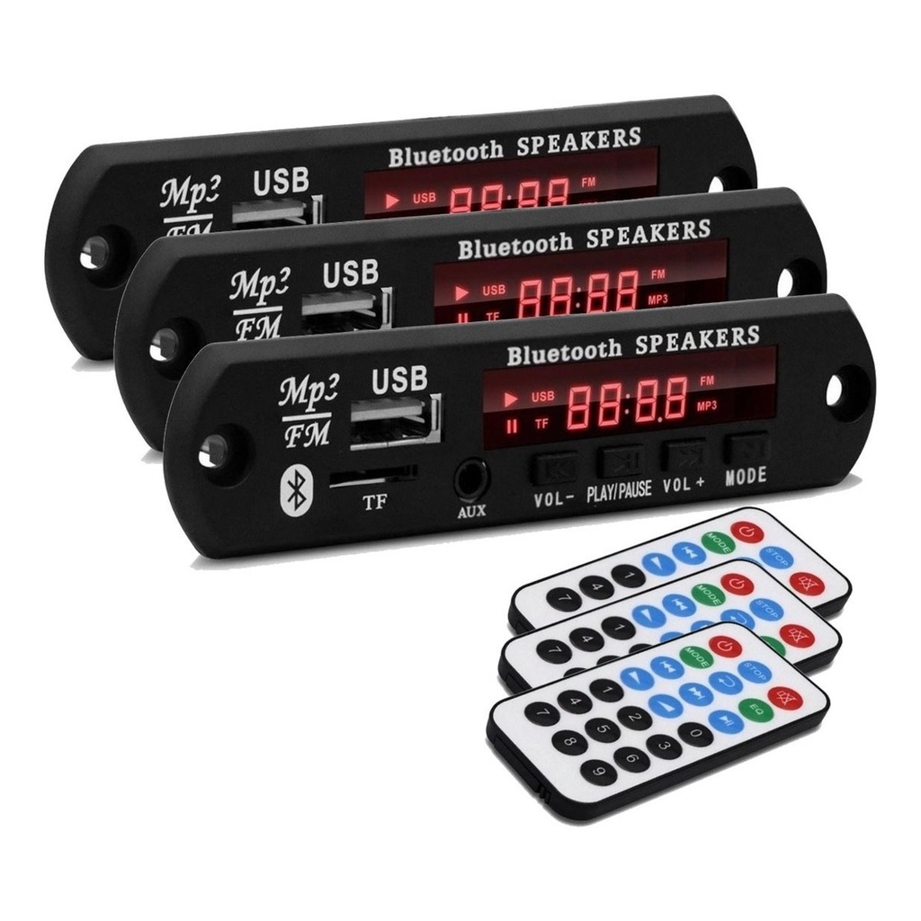 Kit 3 Placas MP3 Player Bluetooth/USB/SD/AUX/FM Com Controle | Shopee ...
