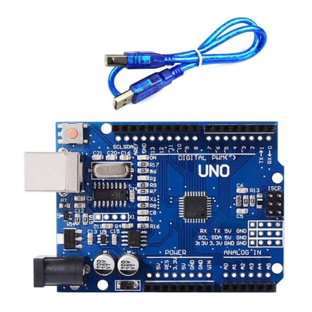 Placa Compatível Arduino Uno R3 Smd/ Com Cabo Usb | Shopee Brasil