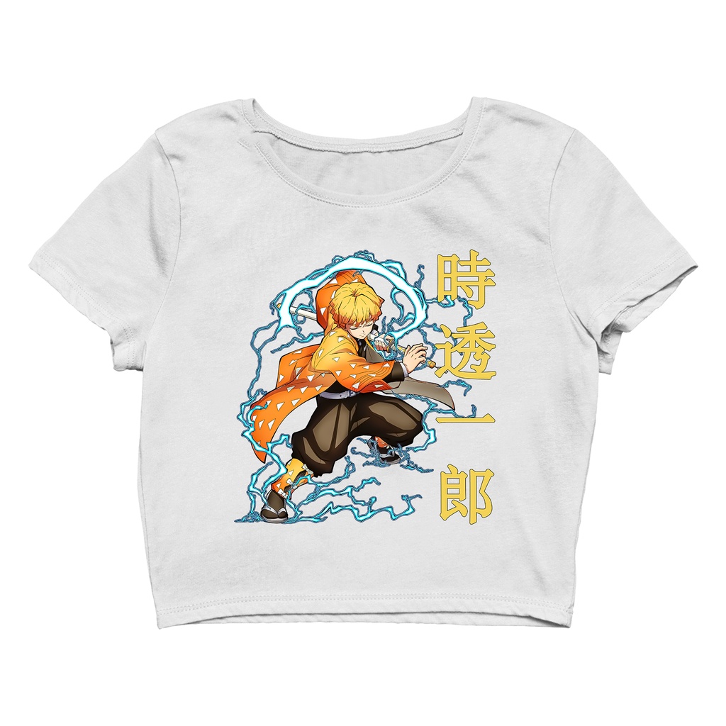 T-shirt Cropped Anime Demon Slayer Zenitsu Agatsuma | Shopee Brasil