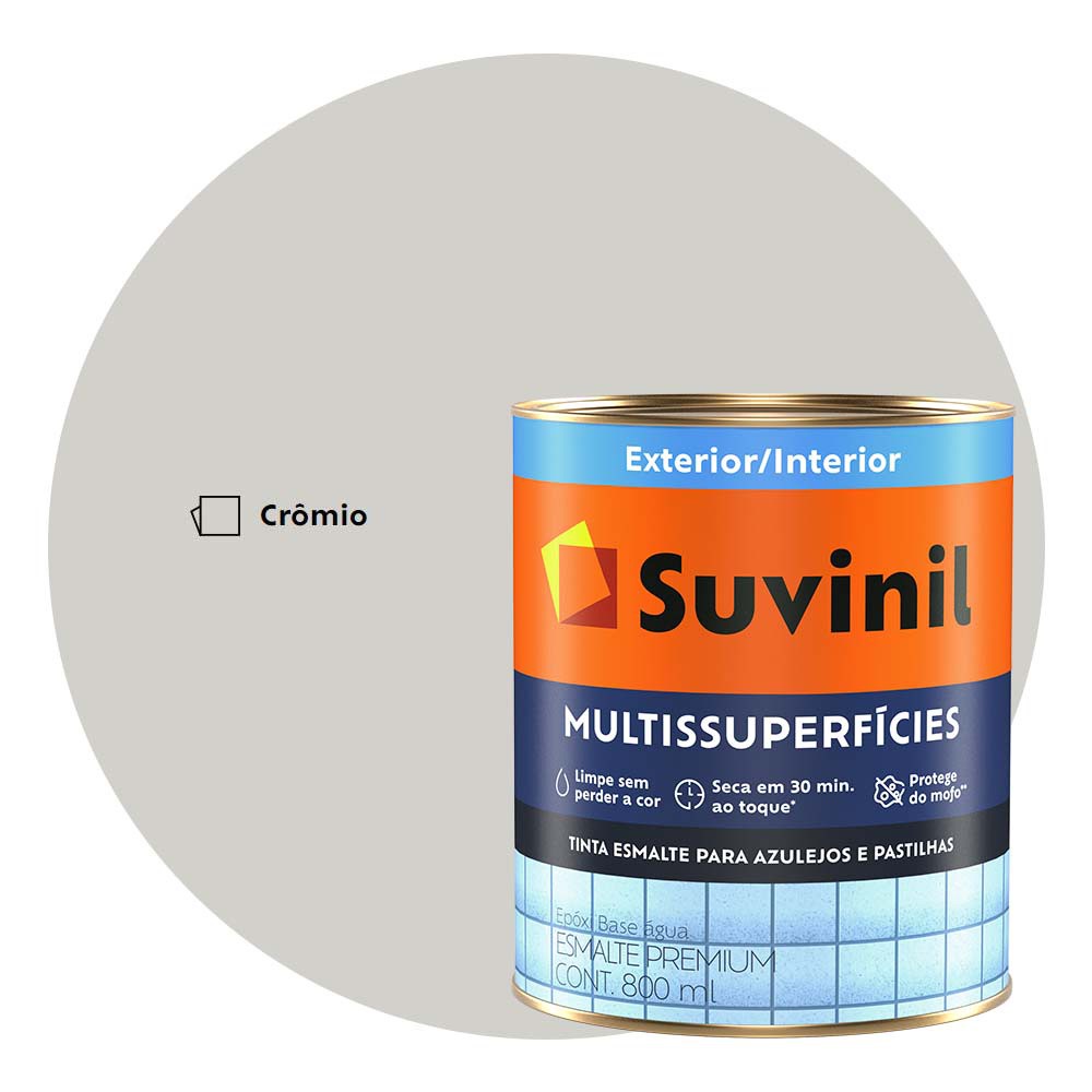 Tinta para Banheiro e Azulejos Suvinil 800ml Cinza Cromio | Shopee Brasil
