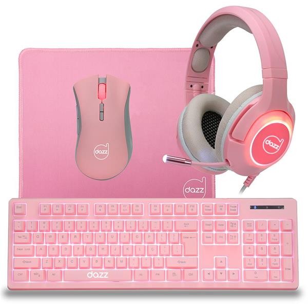 Kit Gamer Dazz Série M 4 em 1, Teclado + Mouse + Mousepad + Headset ...