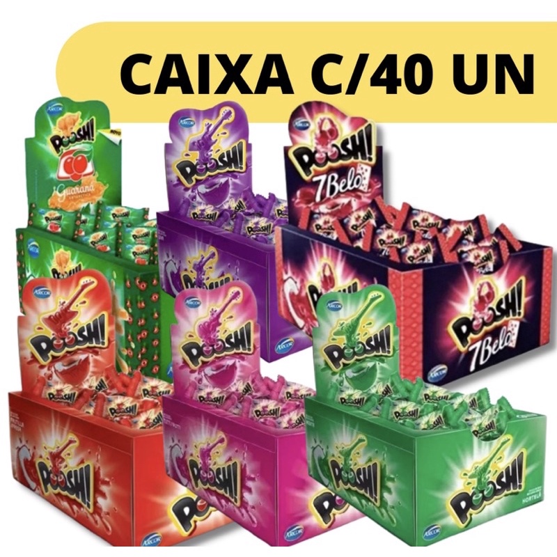 Chicle Arcor Poosh Caixa 200g Diversos Sabores | Shopee Brasil