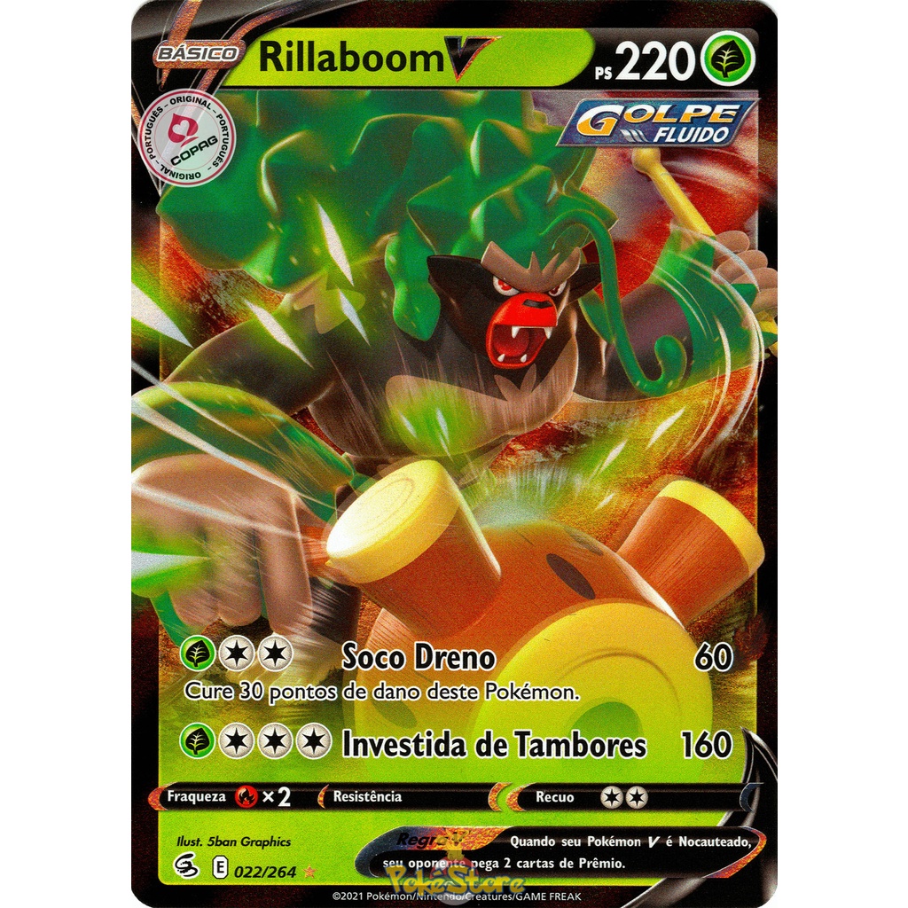Carta Pokemon Rillaboom V Português Card Original Copag | Shopee Brasil