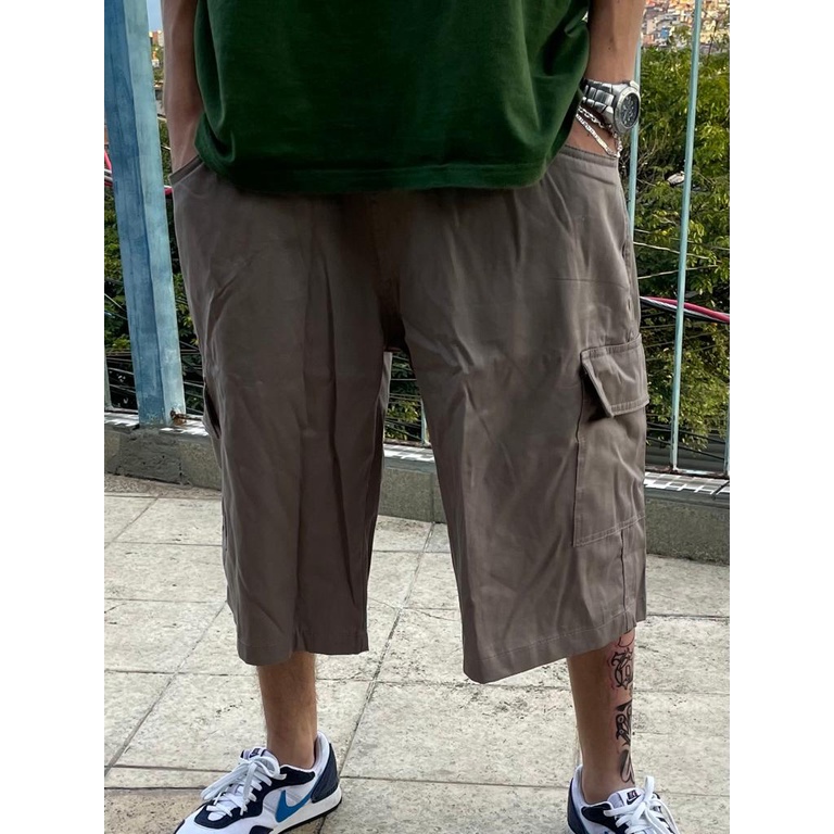 Bermuda Cargo Larga Masculina Streetwear Oversized 6 Bolsos Várias