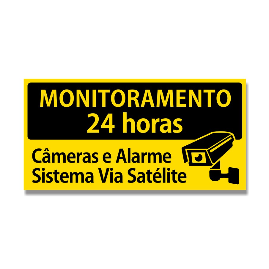 Placa Sistema Monitoramento Câmera Segurança 24 Horas - PVC 1mm ...