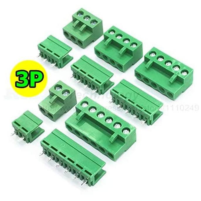 Conector Conectável Do Bloco Terminal HIJAU 5.08 Mm Parafuso De 3 Pinos ...