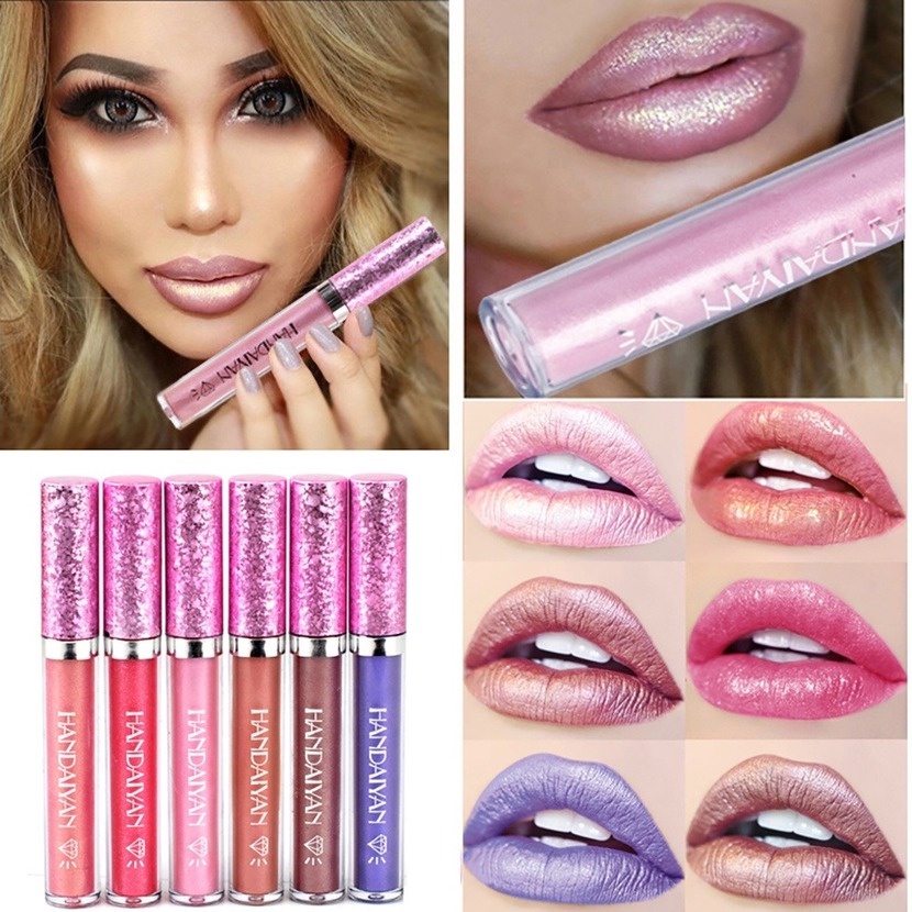 HANDAIYAN Batom Líquido Metálico/Brilhante/Diamante/Rosa/Com Glitter ...