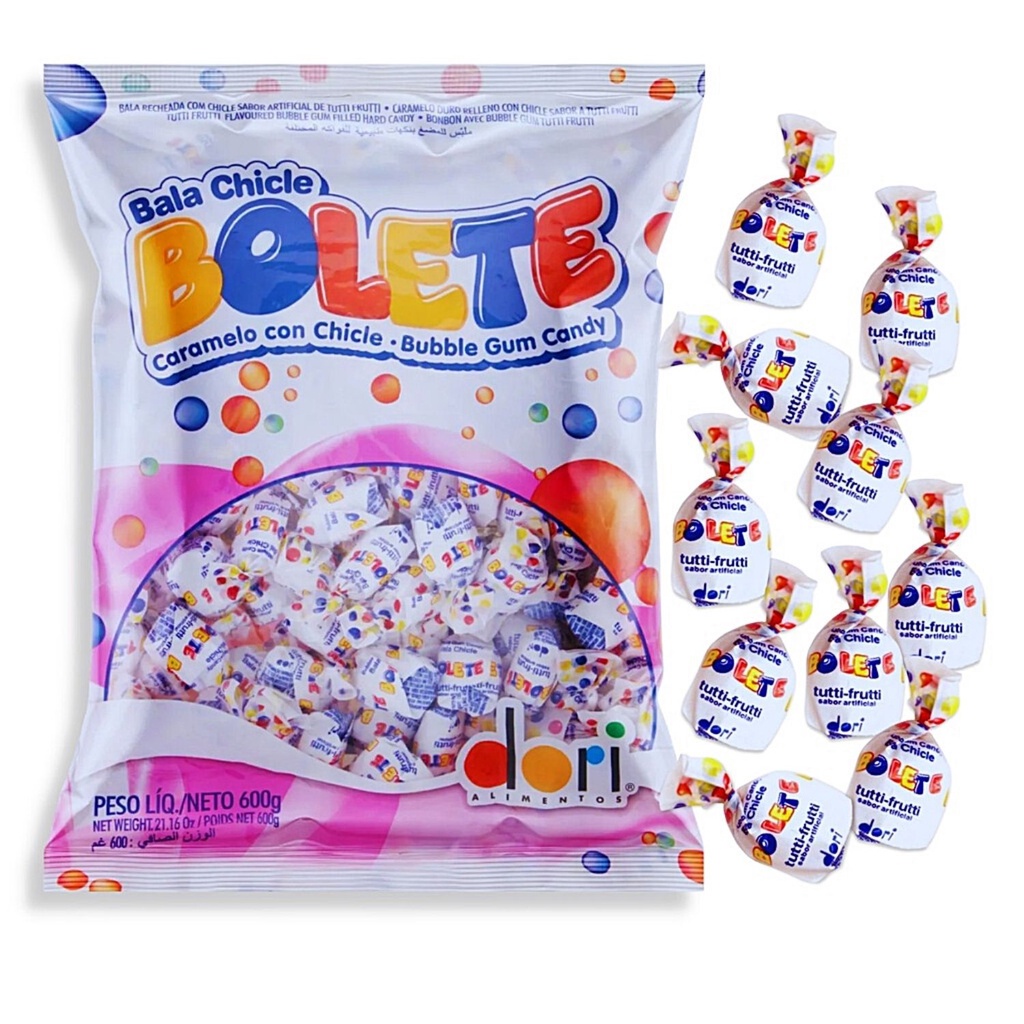 PACOTE DE BALA CHICLE BOLETE TUTTI FRUTTI 600g - DORI | Shopee Brasil