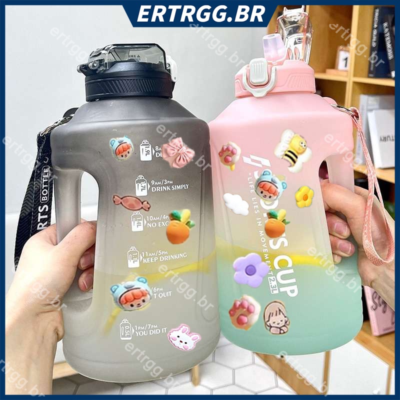 Garrafa de água de 2,2 litros com palha de alta capacidade 2,2L 2200ML | Shopee Brasil