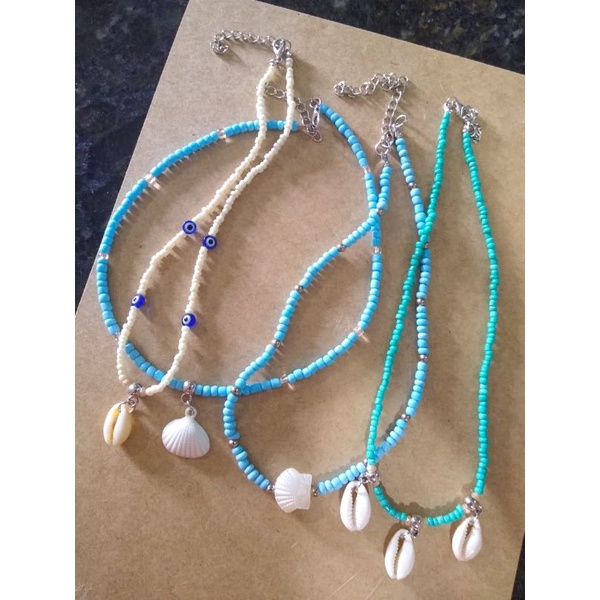 Colar de Miçangas Sereismo Praia Pingentes Concha/Búzios/Olho Grego ...