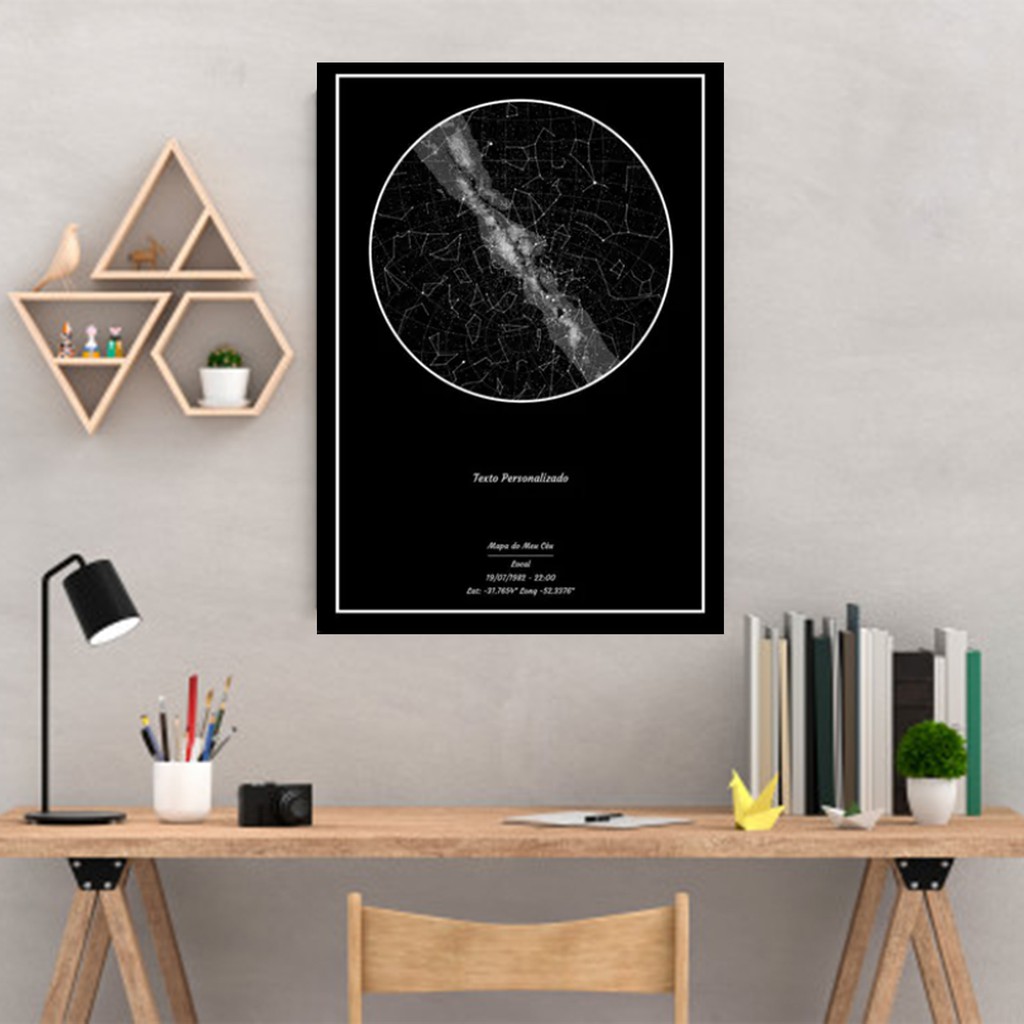 Quadro Mapa Das Estrelas Céu No Dia Moldurado | Shopee Brasil