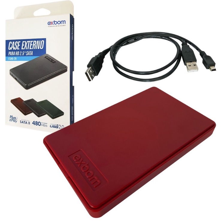 Case HD externo USB 2.0 em ABS com Cabo Y | Shopee Brasil