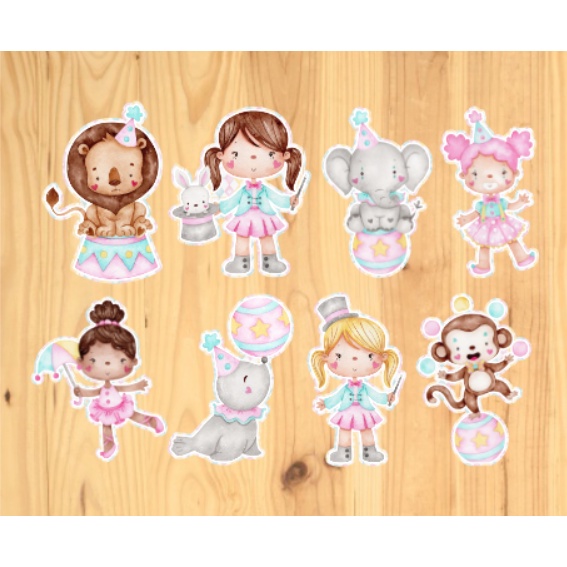 Circo rosa Aquarela Tags para decorar personalizados de festas Pacote ...