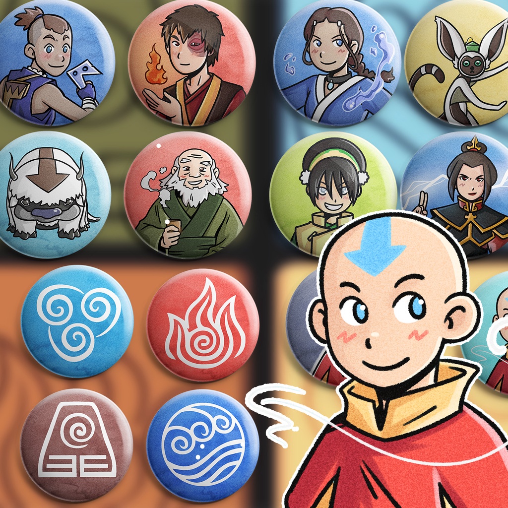 Bottons Avatar ( A Lenda de Aang ) - broche alfinete boton bottom ...