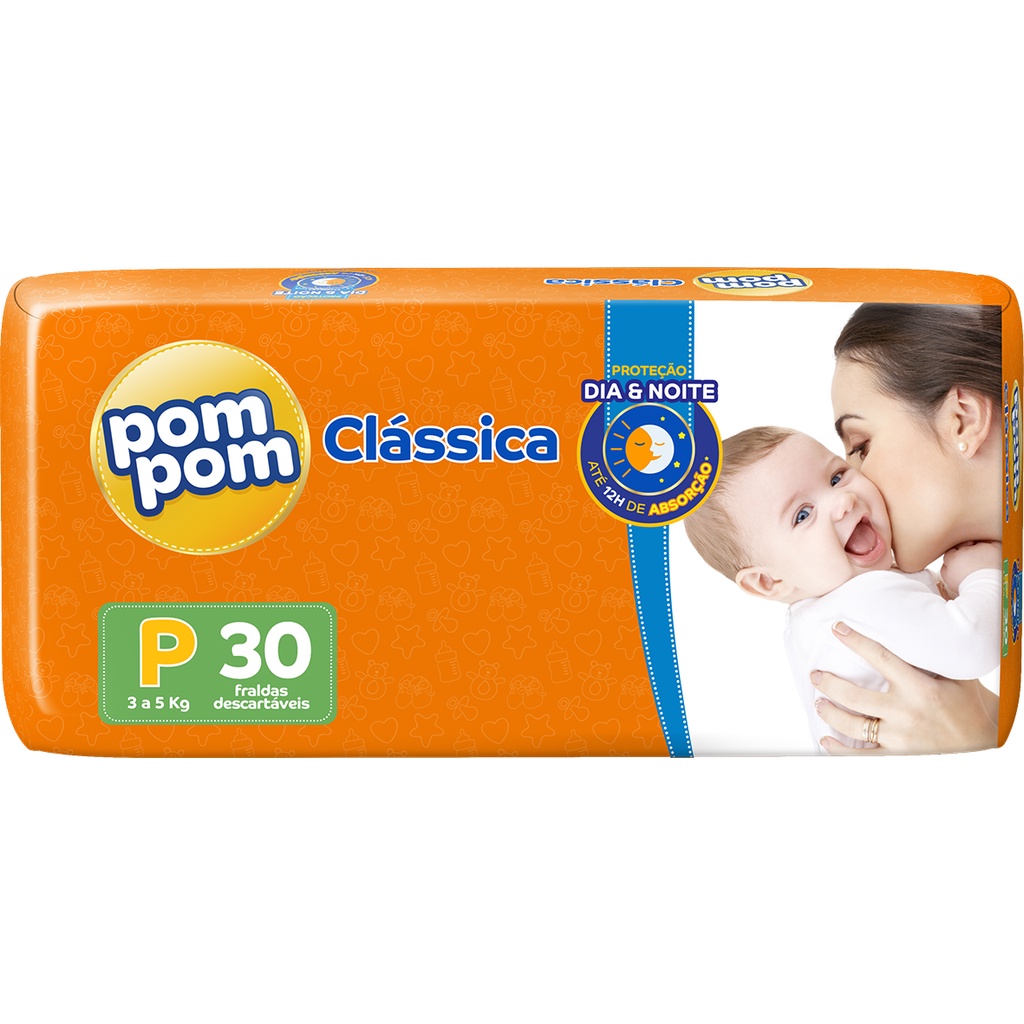 Fralda pom pom classica jumbo p com 30 unidades | Shopee Brasil