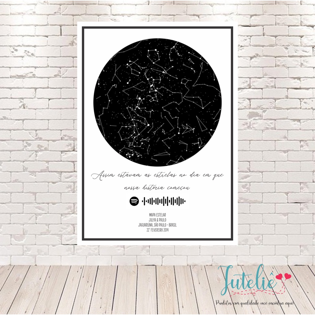 Placa Quadro Mapa das estrelas - Mapa estelar - Meu céu - Constelações ...