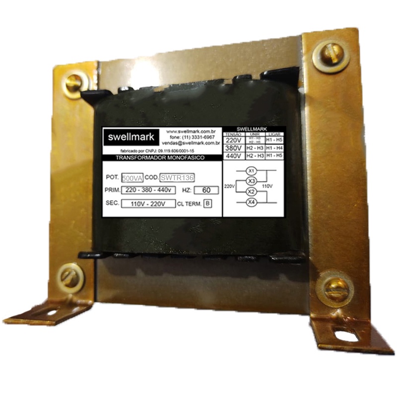 Transformador Monofásico de Comando Universal 220V/380V/440V X 110V/220V 500VA | Shopee Brasil