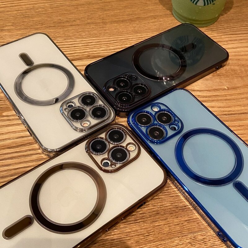 Capa De Celular Flexível Magnética sem Fio Magsafe galvanizada Para IPhone 13/12/11 Pro Max/X/XR ...