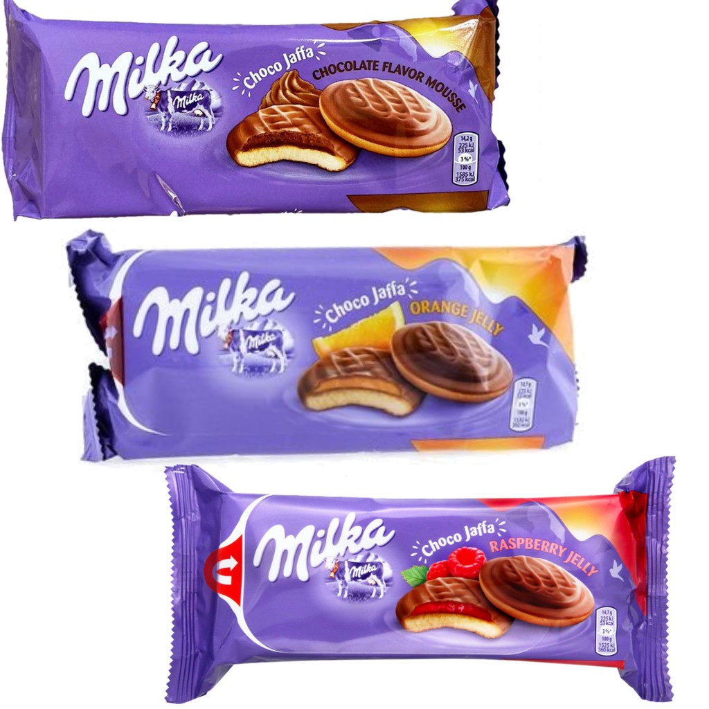 3 Biscoito Choco Jaffa Orange / Mousse / Raspeberry - Milka | Shopee Brasil