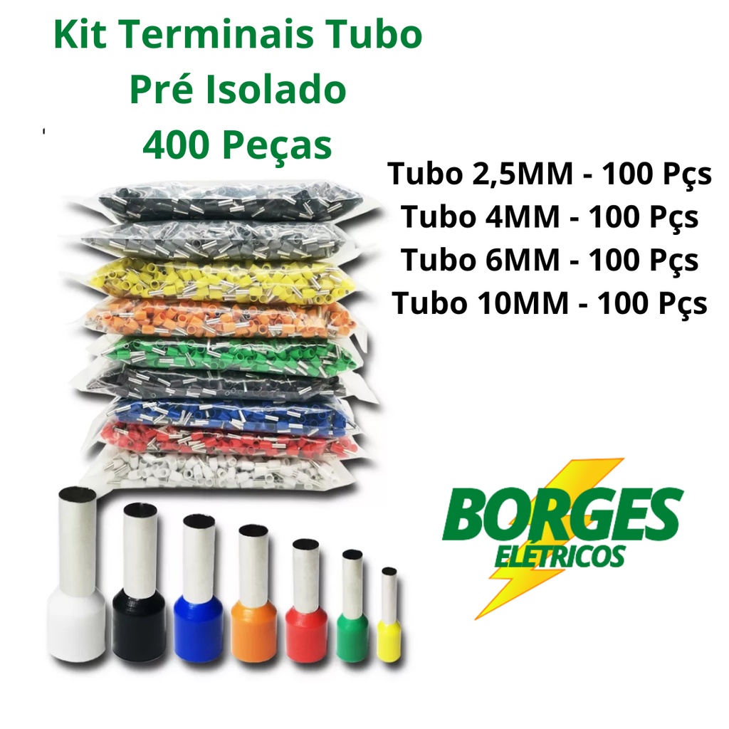 Kit Terminais Pré-Isolado Tubo 400 Peças. | Shopee Brasil