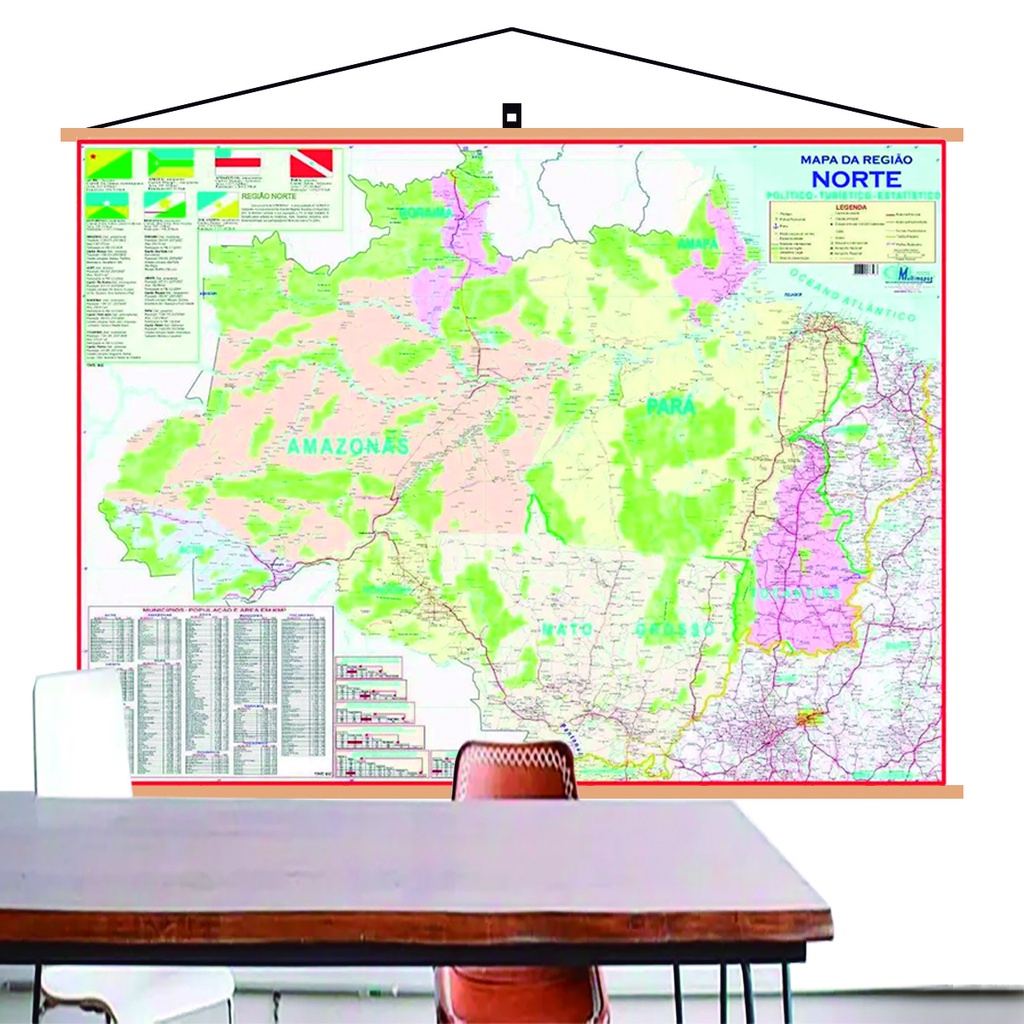 Mapa Região Norte Brasil Banner Laminado Gigante 120x90cm - Atual ...