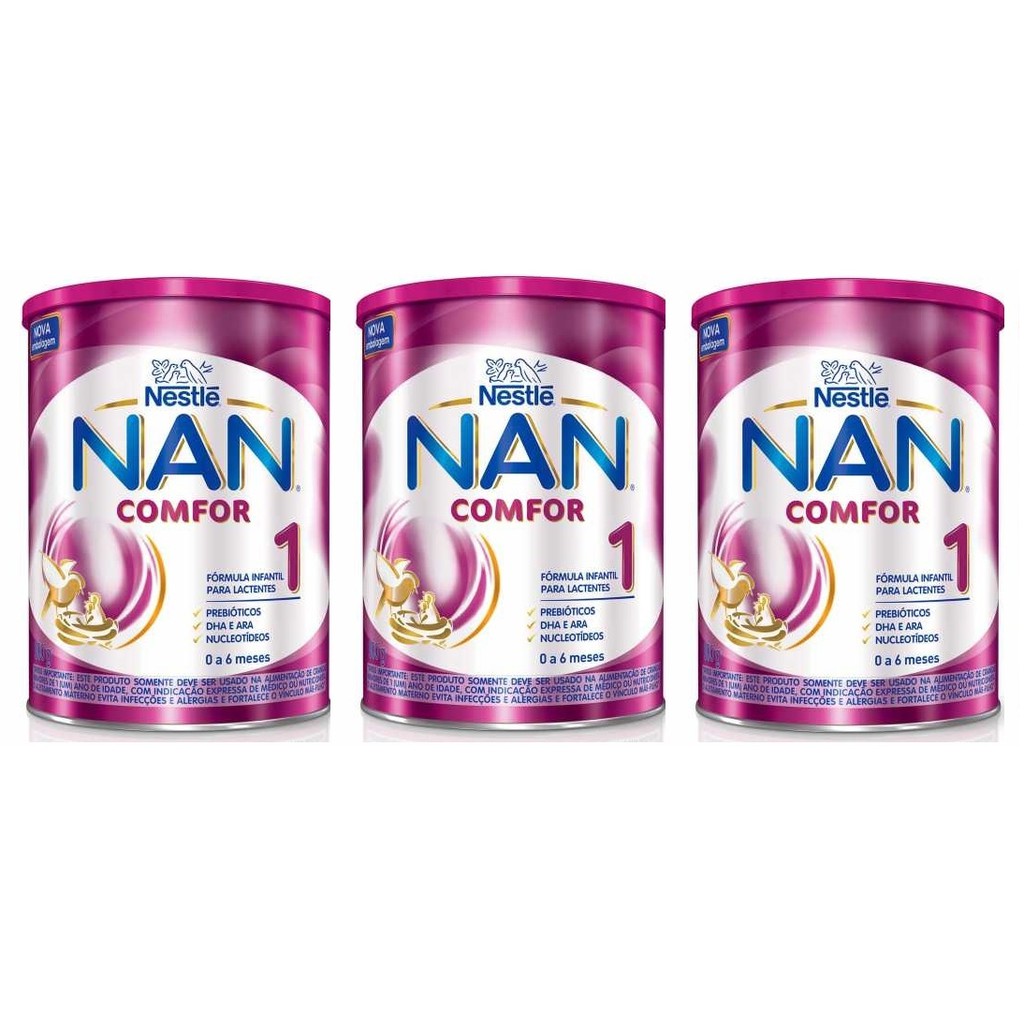 Kit 3 Latas Leite Nan 1 Comfor 800g | Shopee Brasil