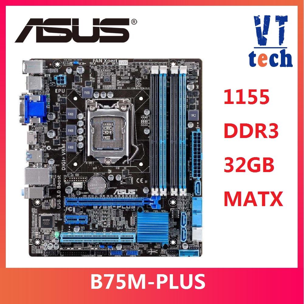 Placa Mãe Para Desktop Asus B75M-PLUS B75 Soquete LGA 1155 i3 i5 i7 DDR3 32G uATX UEFI BIOS ...