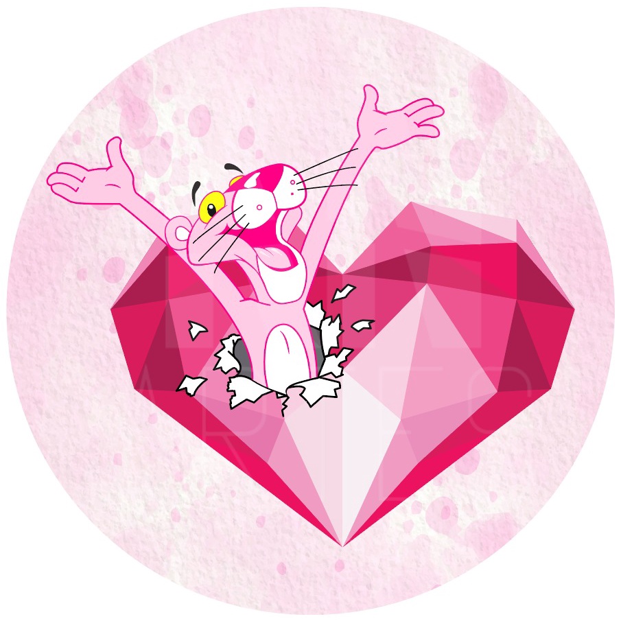 Painel De Festa Redondo Sublimado Em Tecido Tema Pantera Cor de Rosa ...